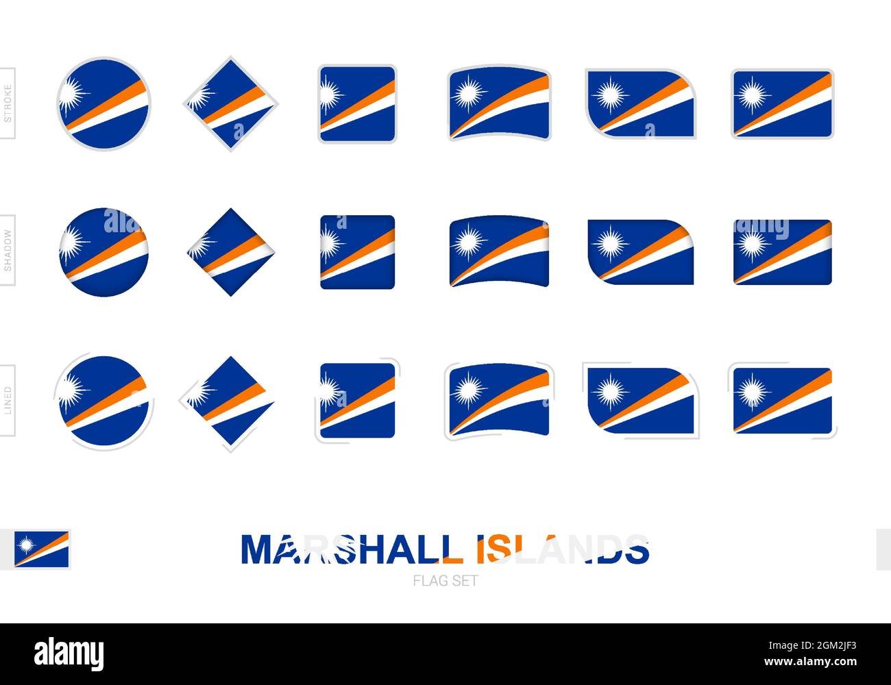 Marshall Islands flag set, simple flags of Marshall Islands with three ...