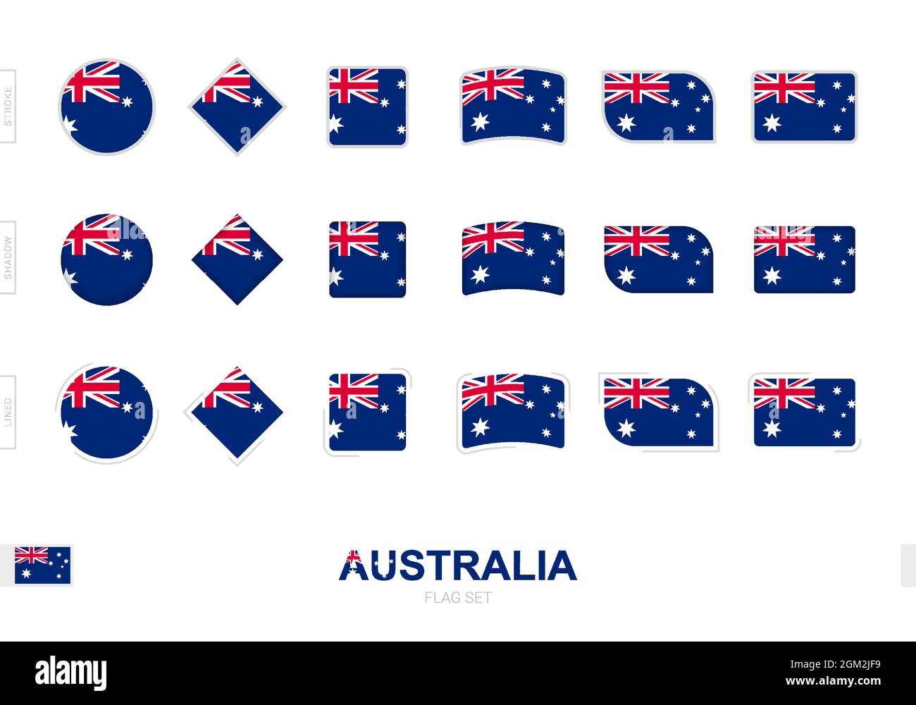 Australia flag set, simple flags of Australia with three different ...