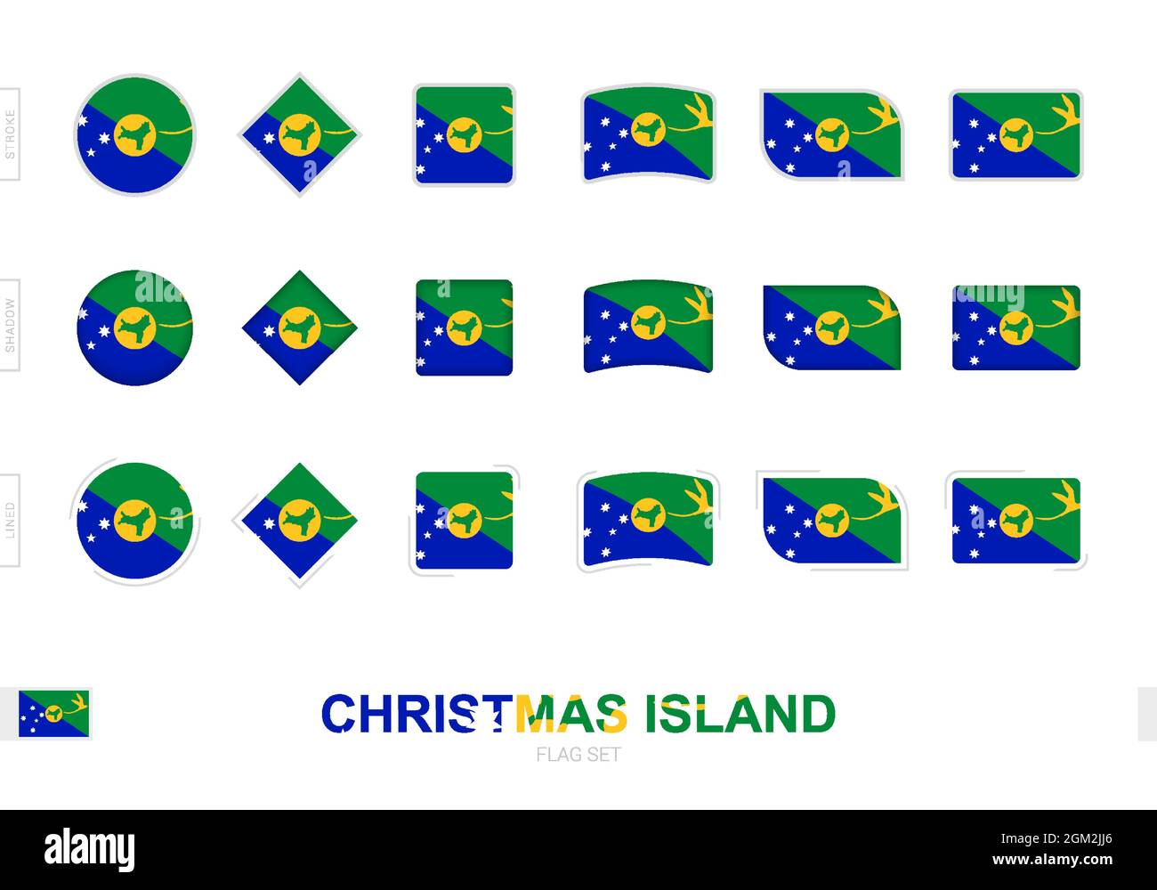 Christmas Island flag set, simple flags of Christmas Island with three ...