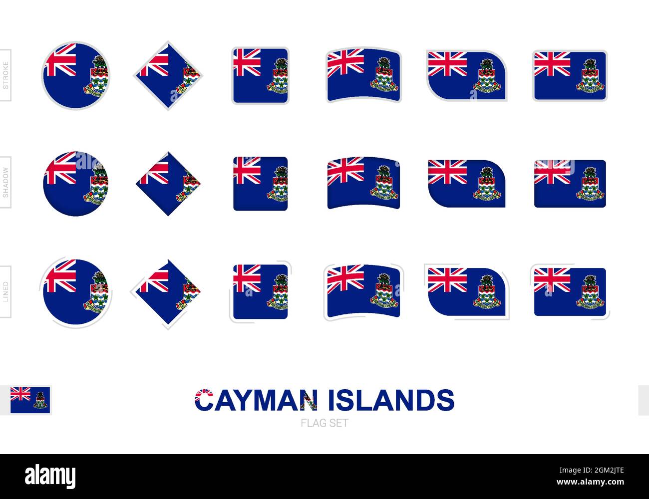Cayman Islands flag set, simple flags of Cayman Islands with three ...