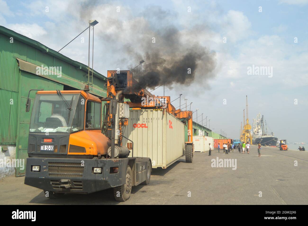 chittagong port activities with air pollution Stock Photo - Alamy