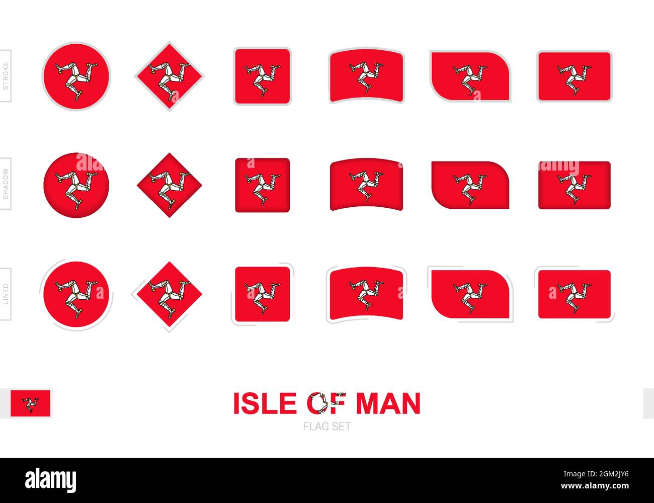 Isle of Man flag set, simple flags of Isle of Man with three different ...