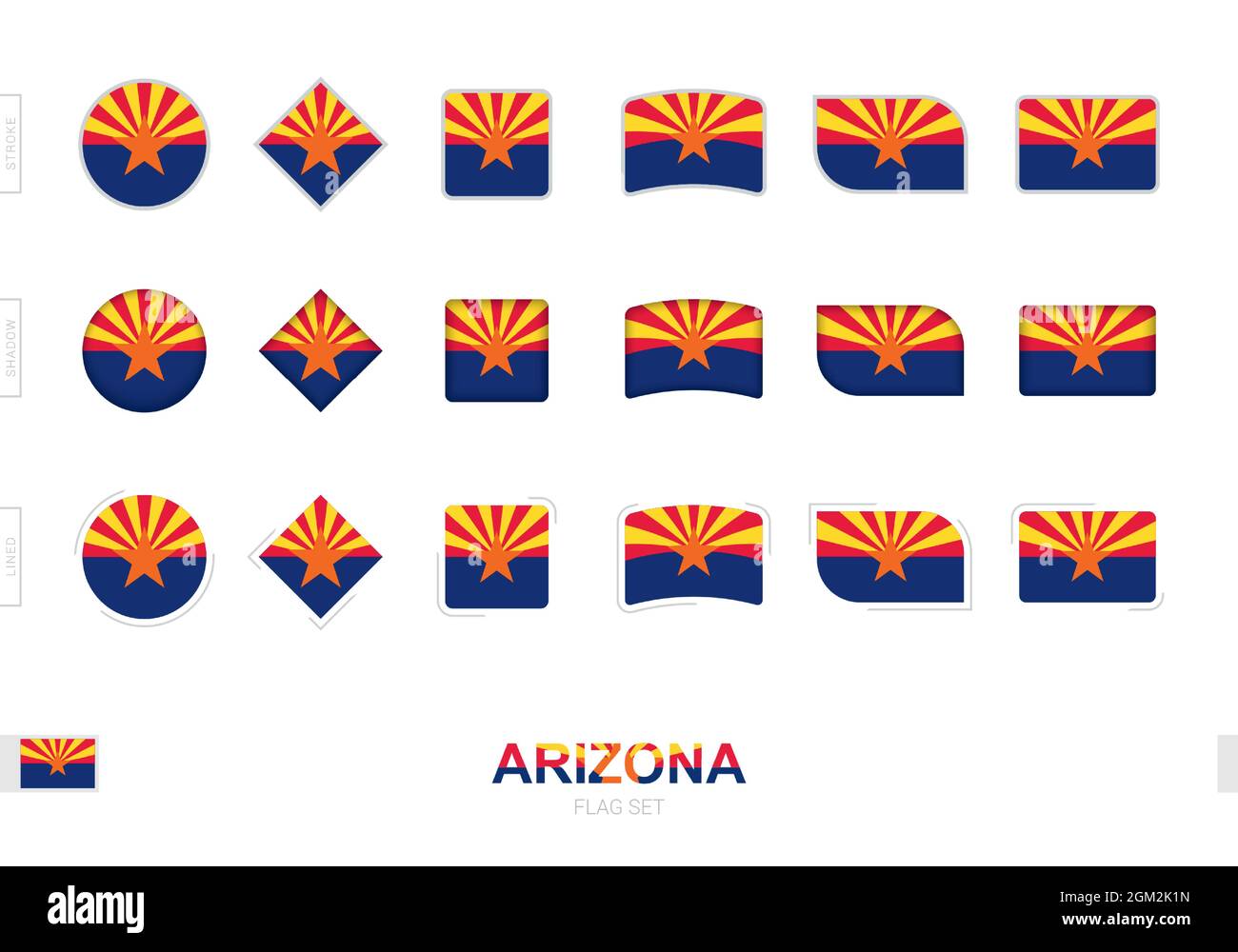 Arizona flag set, simple flags of Arizona with three different effects ...