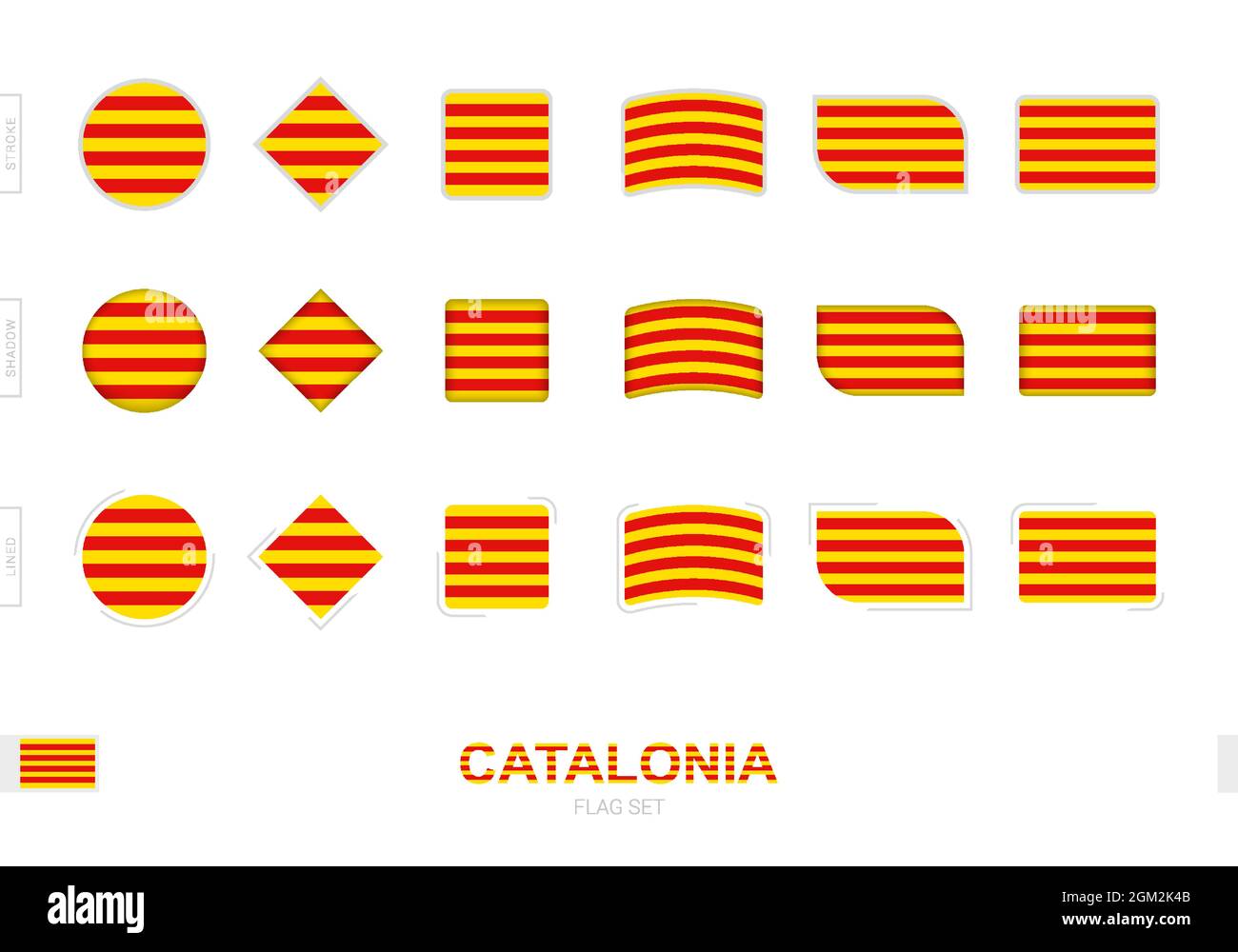 Catalonia flag set, simple flags of Catalonia with three different ...