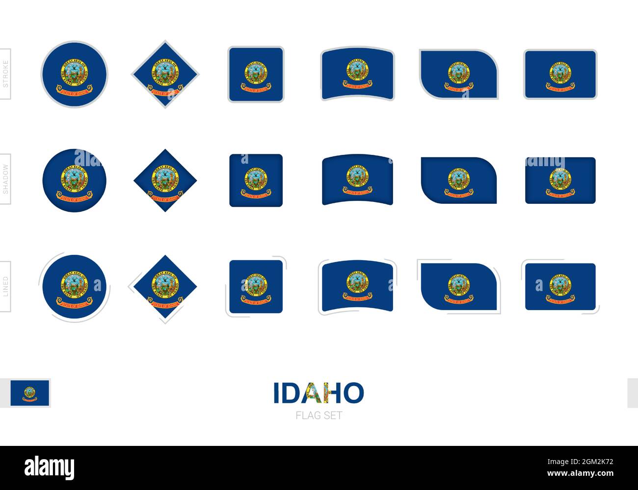 Idaho flag set, simple flags of Idaho with three different effects ...