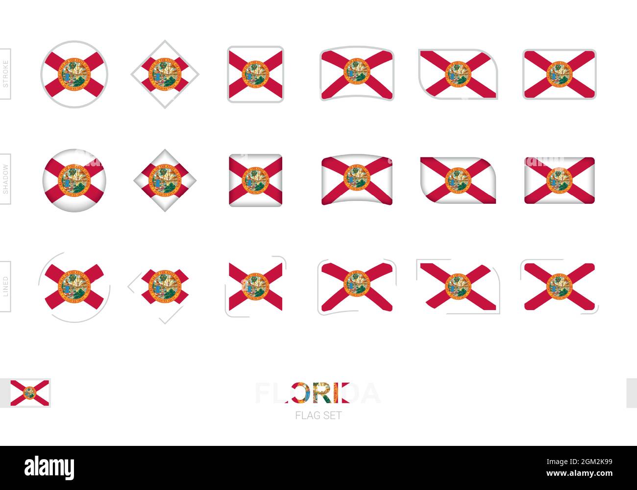 Florida flag set, simple flags of Florida with three different effects ...