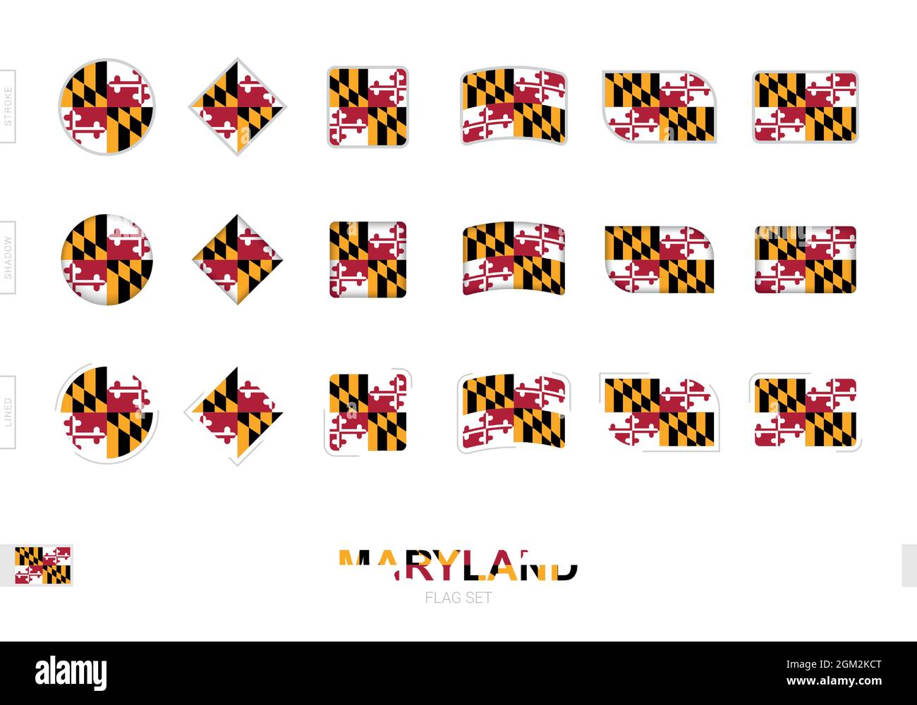 Maryland flag set, simple flags of Maryland with three different ...