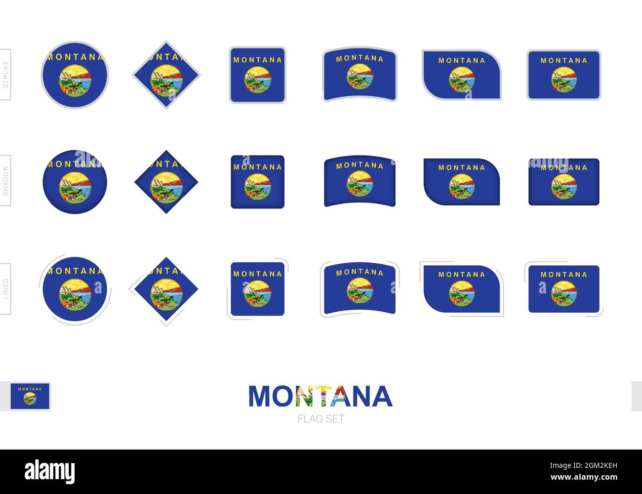 Montana flag set, simple flags of Montana with three different effects ...