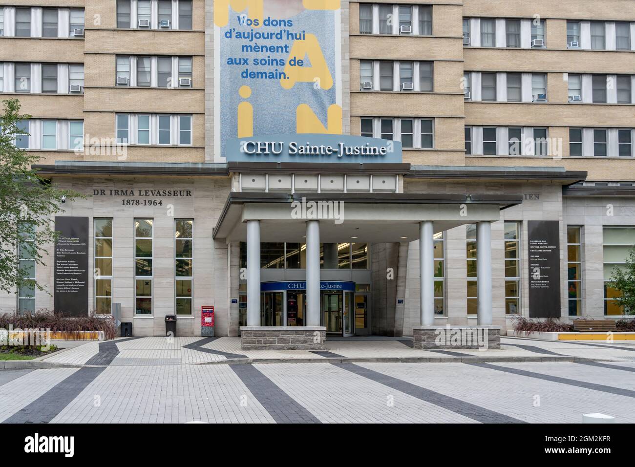 Main Entrance Of Chu Sainte Justine In Montreal Quebec Canada Stock