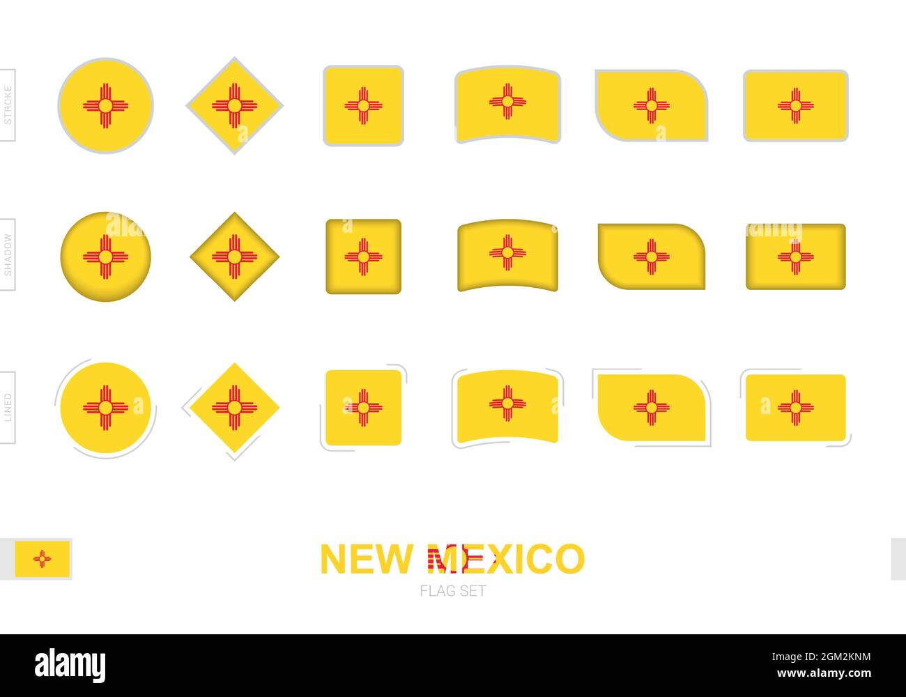 New Mexico flag set, simple flags of New Mexico with three different ...