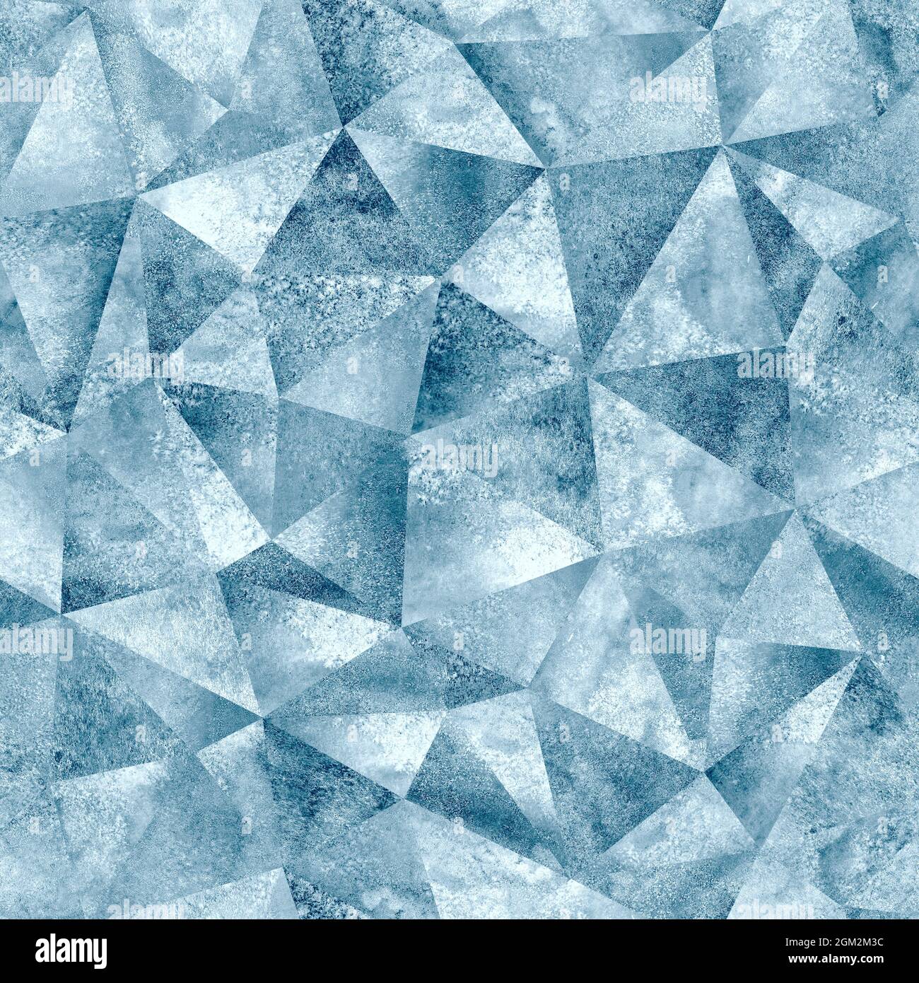 Abstract geometric triangles seamless pattern. Watercolor indigo blue ...