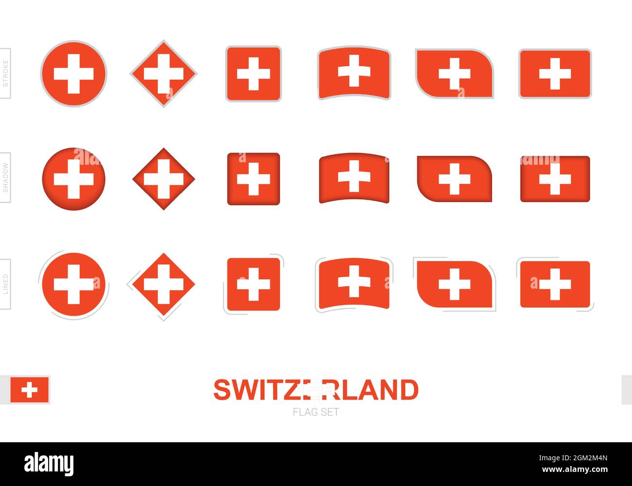 Switzerland flag set, simple flags of Switzerland with three different ...