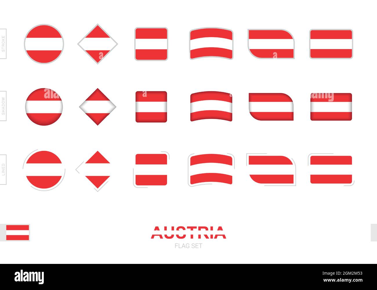 Austria flag set, simple flags of Austria with three different effects ...
