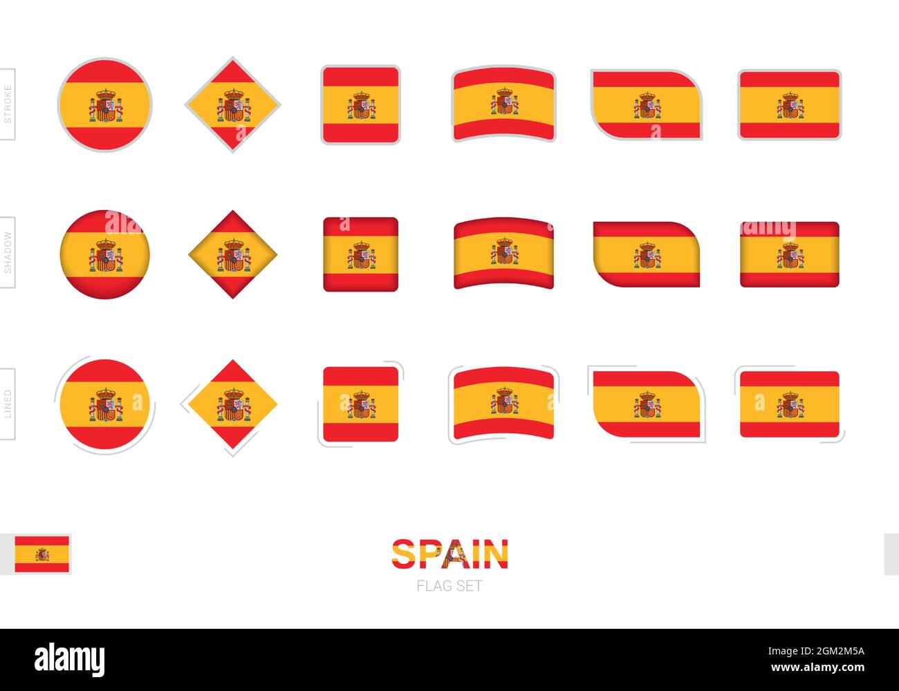 Spain flag set, simple flags of Spain with three different effects ...