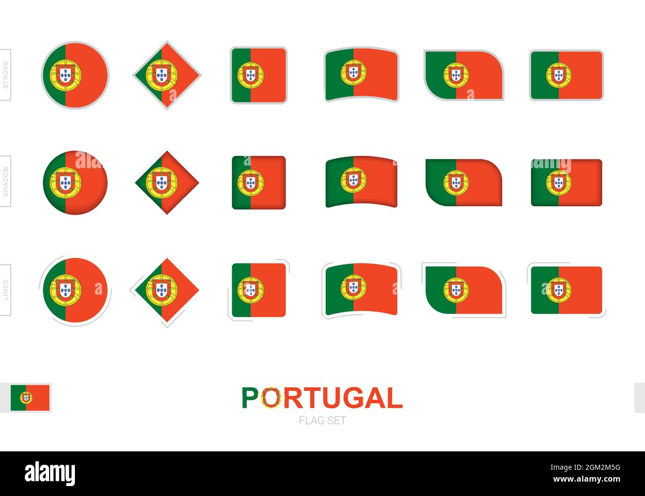 Portugal flag set, simple flags of Portugal with three different ...
