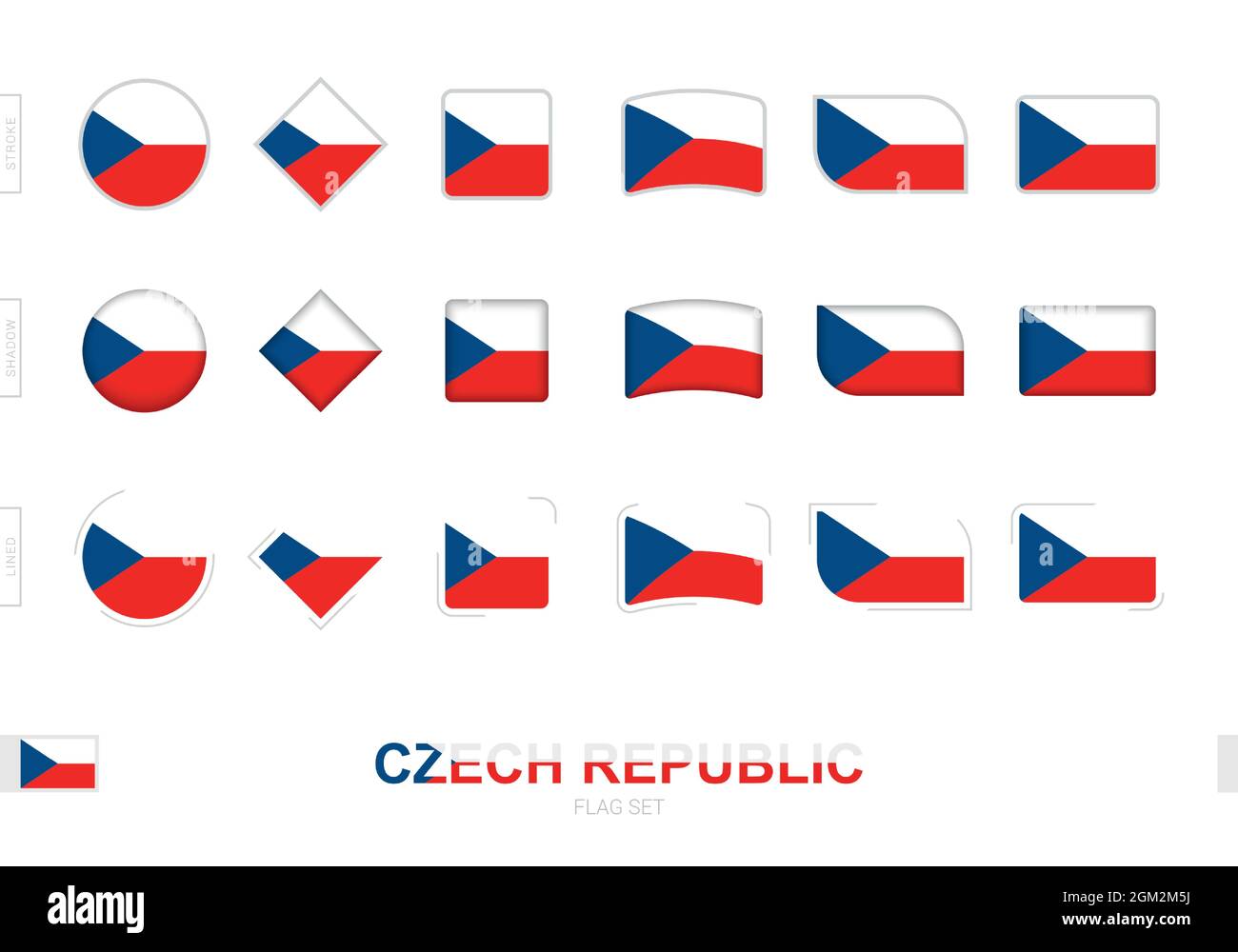 Czech Republic flag set, simple flags of Czech Republic with three ...