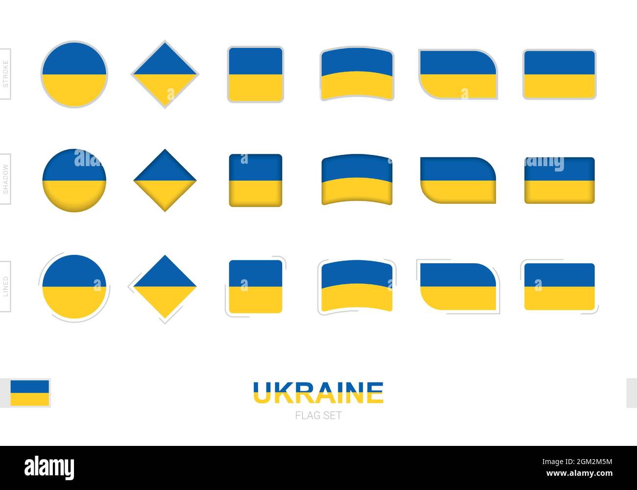 Ukraine flag set, simple flags of Ukraine with three different effects ...
