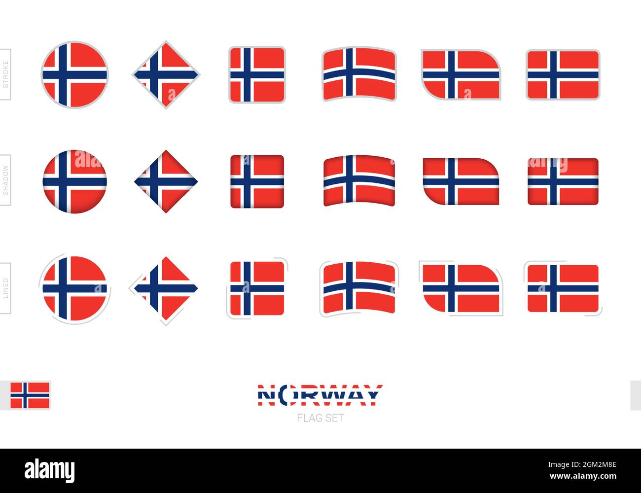 Norway flag set, simple flags of Norway with three different effects ...