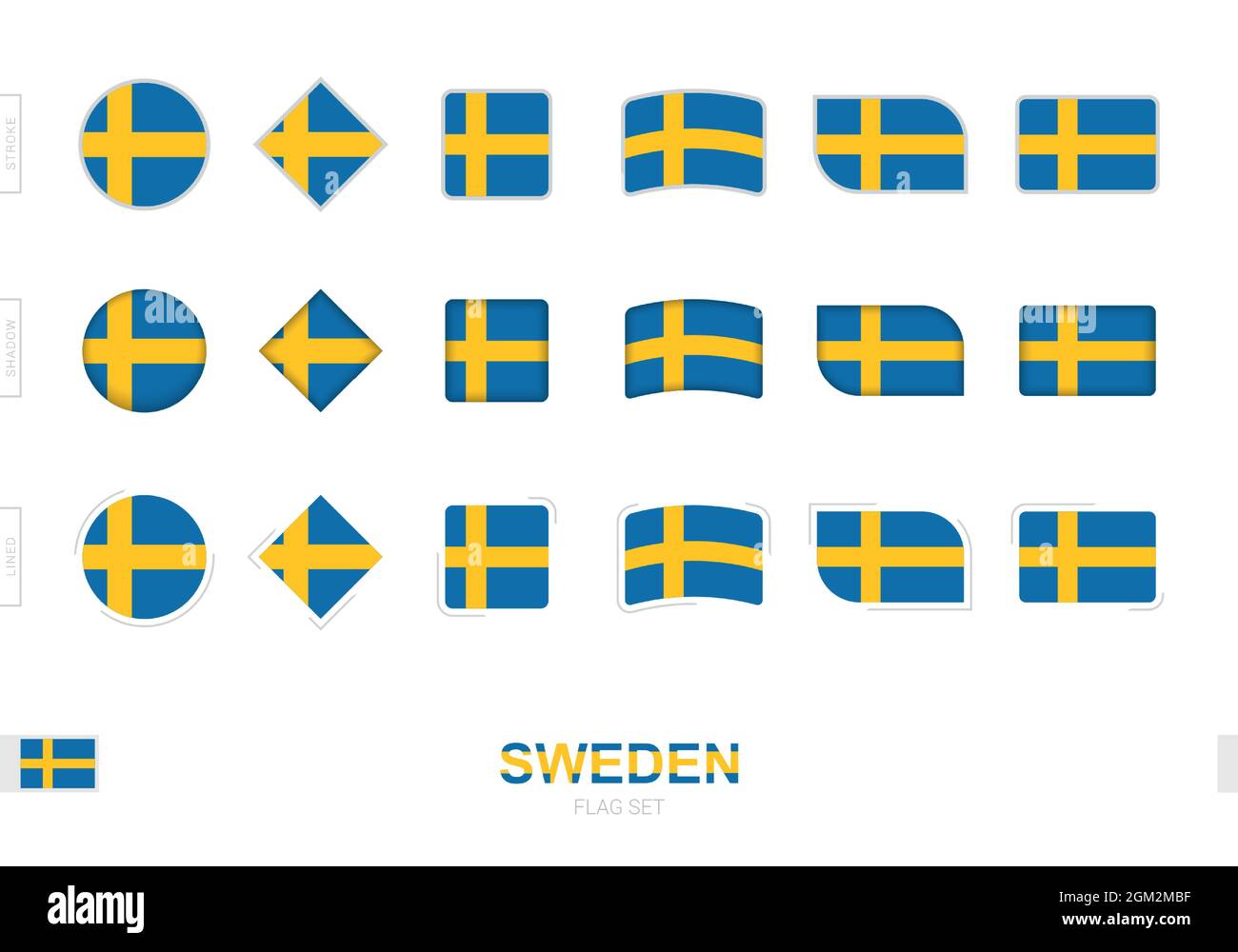 Sweden flag set, simple flags of Sweden with three different effects ...