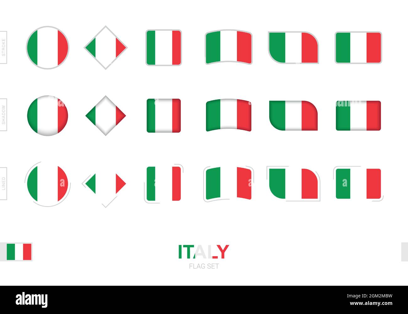 Italy flag set, simple flags of Italy with three different effects ...