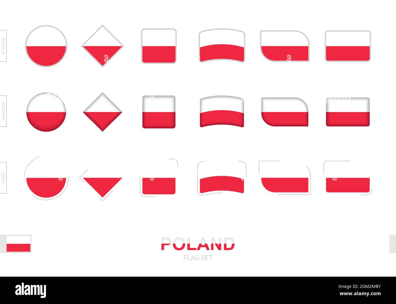 Poland flag set, simple flags of Poland with three different effects ...