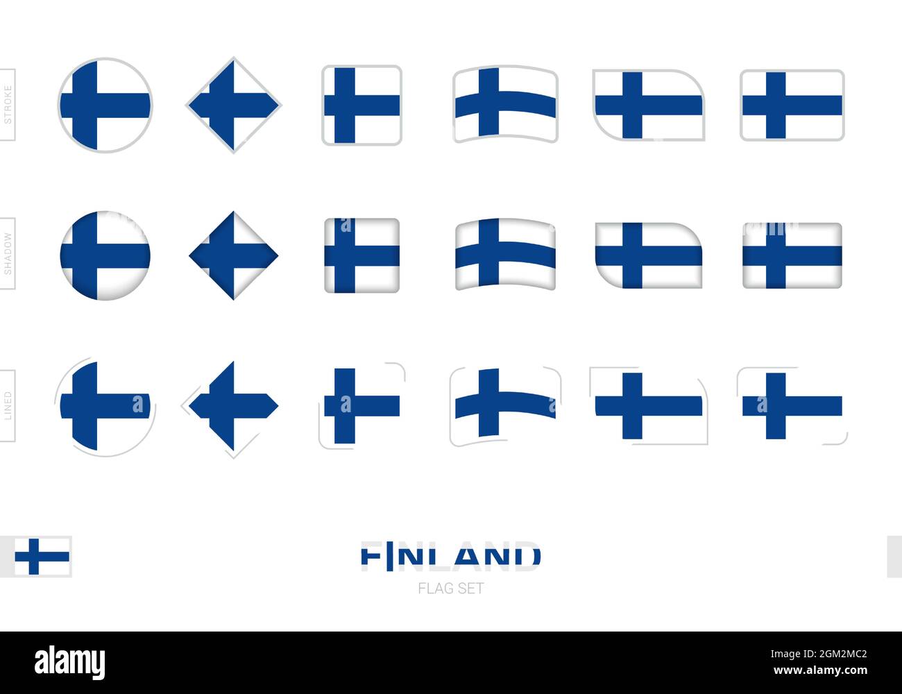 Finland flag set, simple flags of Finland with three different effects ...