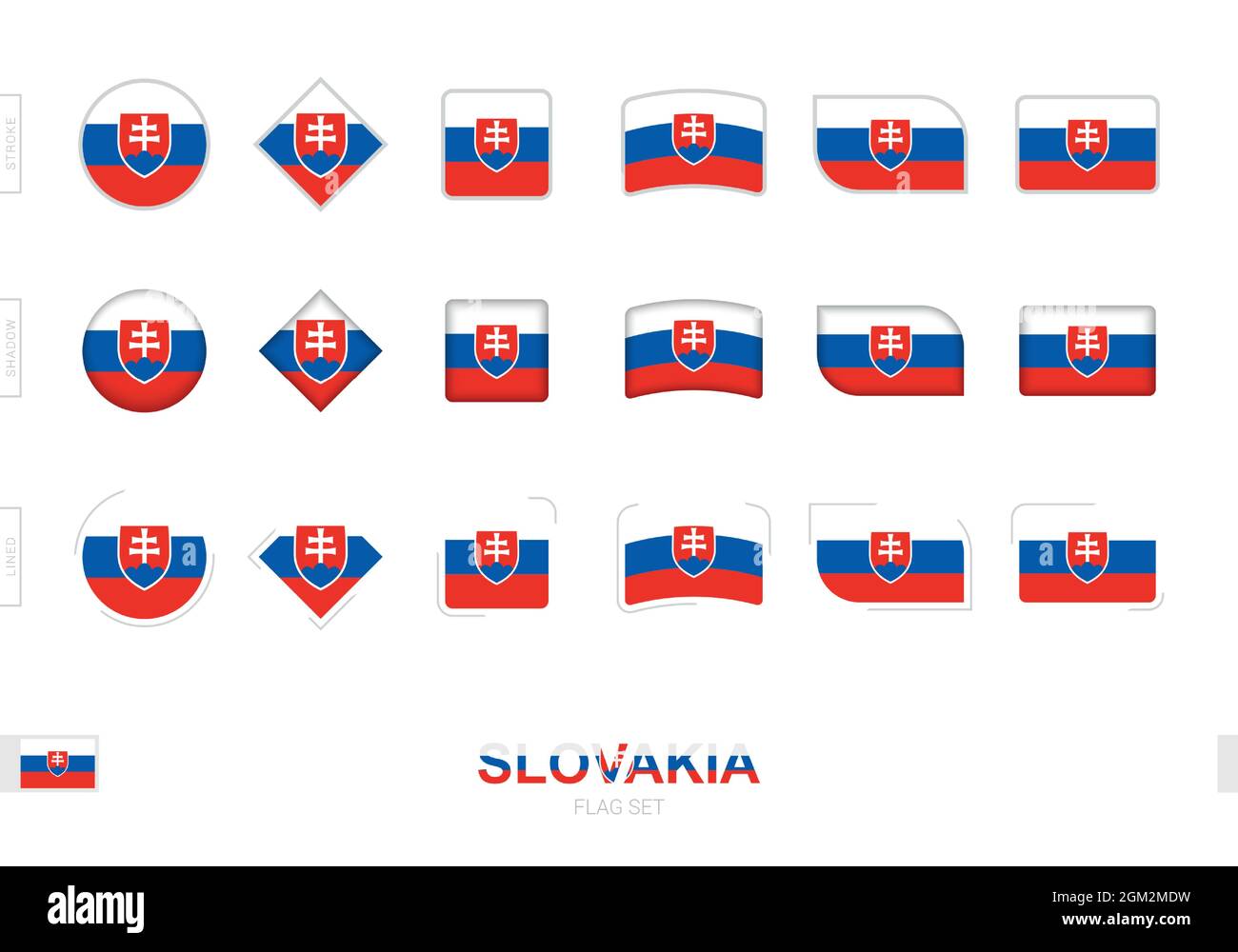 Slovakia flag set, simple flags of Slovakia with three different ...