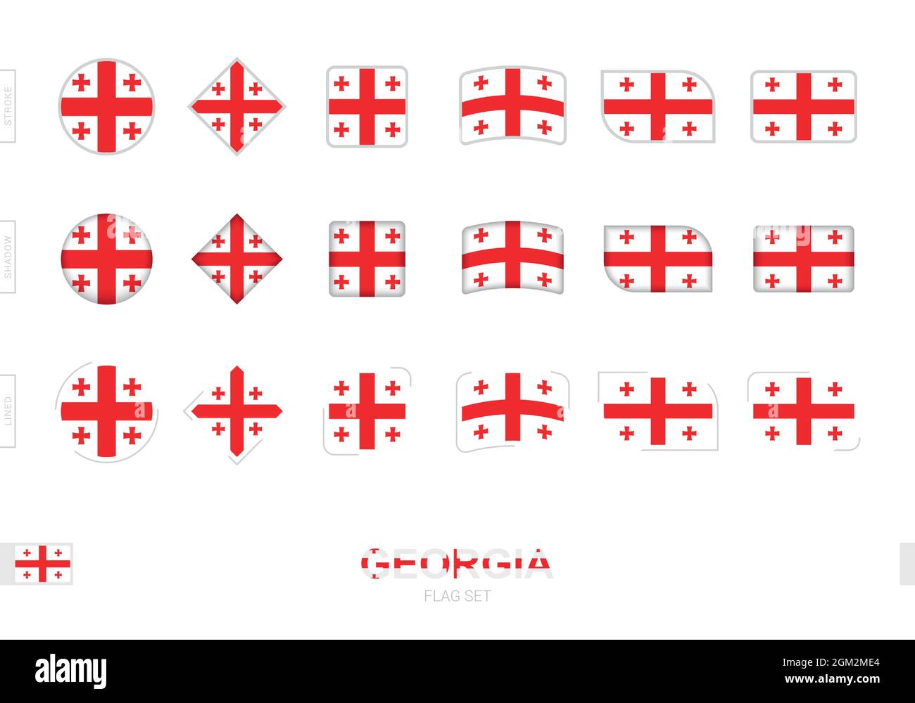 Georgia flag set, simple flags of Georgia with three different effects ...