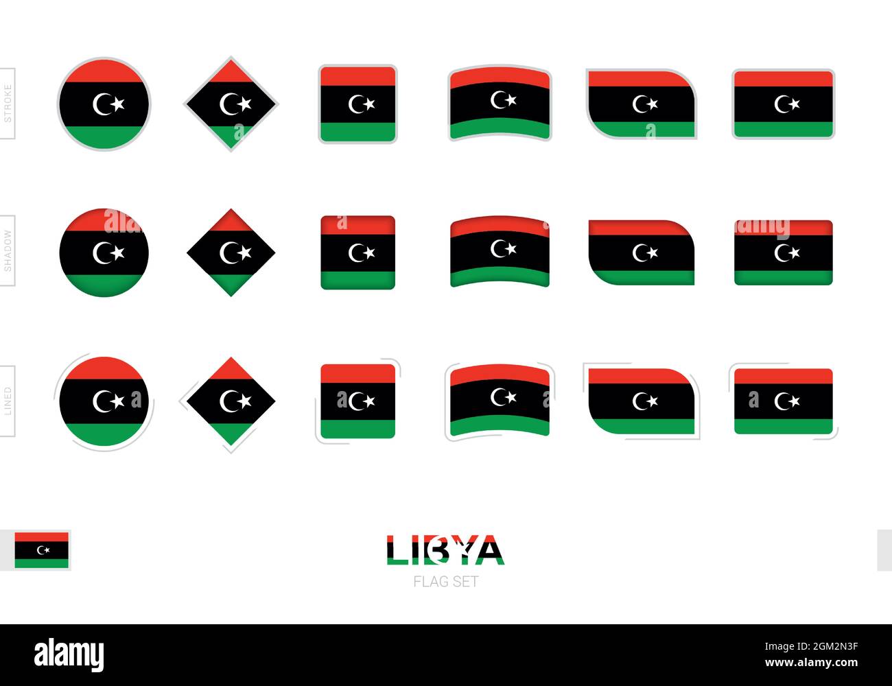 Libya flag set, simple flags of Libya with three different effects ...