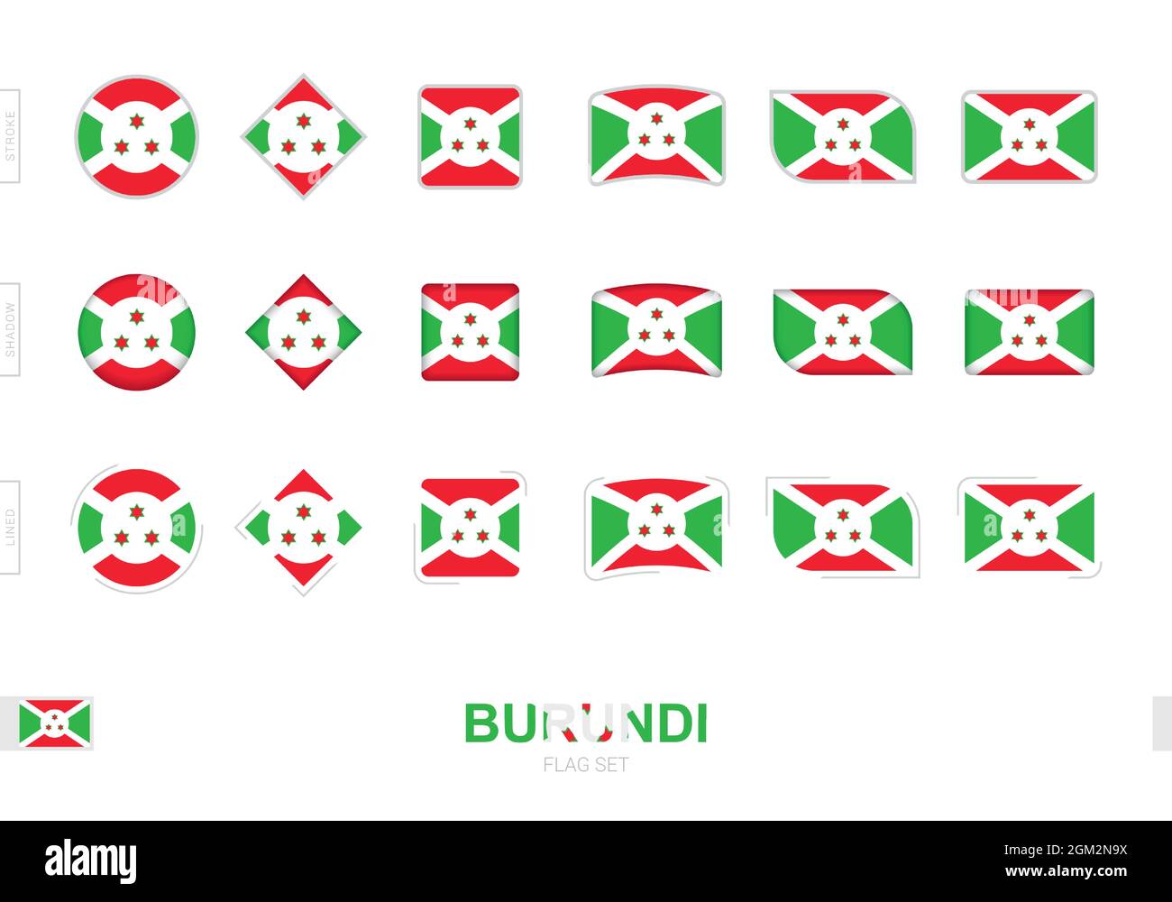 Burundi Flag Set Simple Flags Of Burundi With Three Different Effects