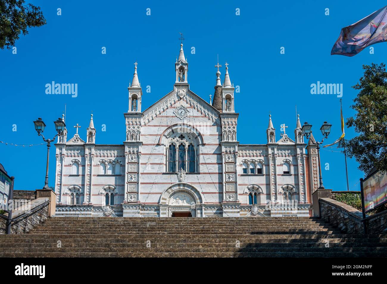 Neogothic Sanctuary of Nostra Signora di Montallegro at the top of a ...