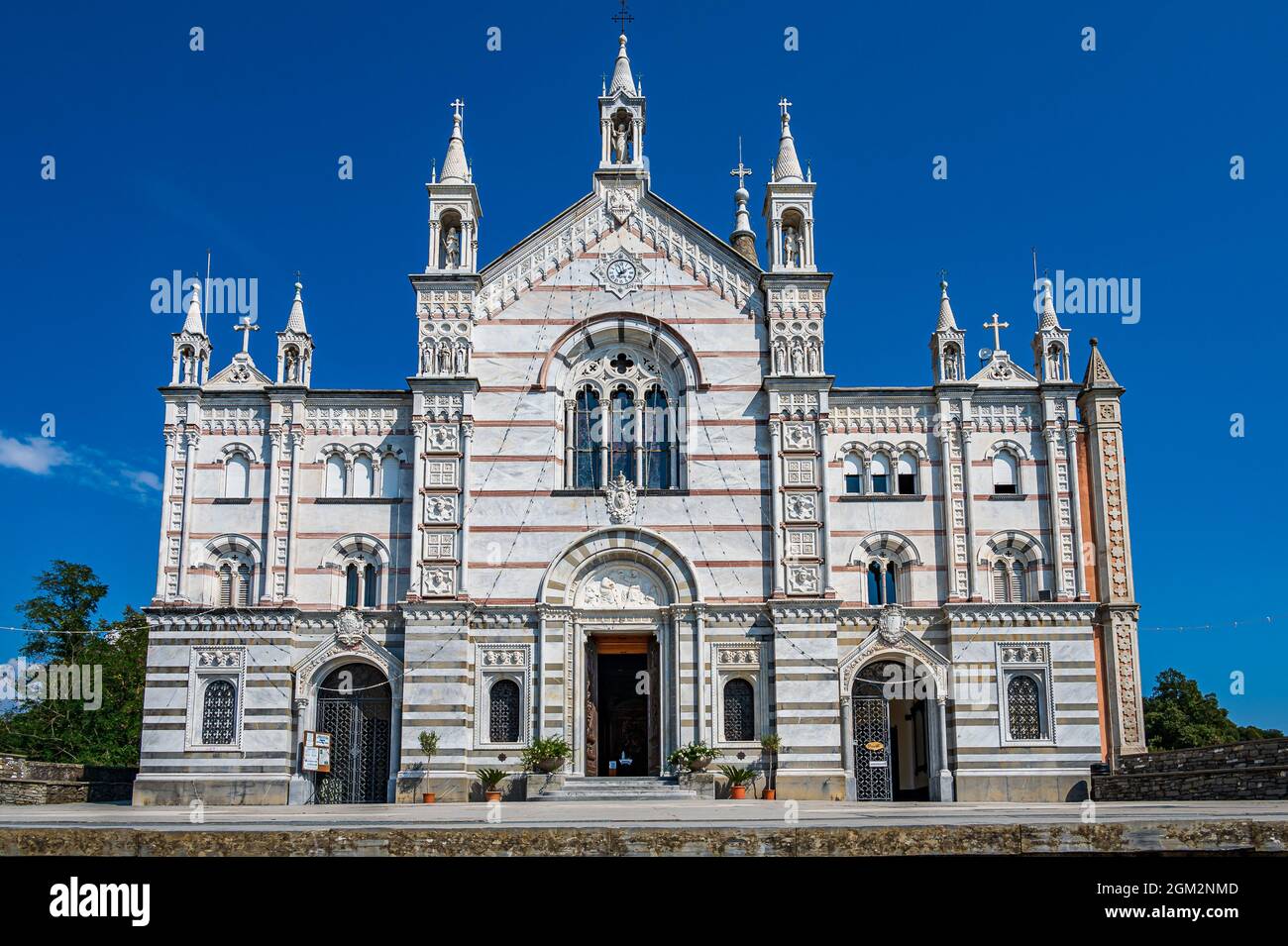 Neogothic Sanctuary of Nostra Signora di Montallegro at the top of a ...