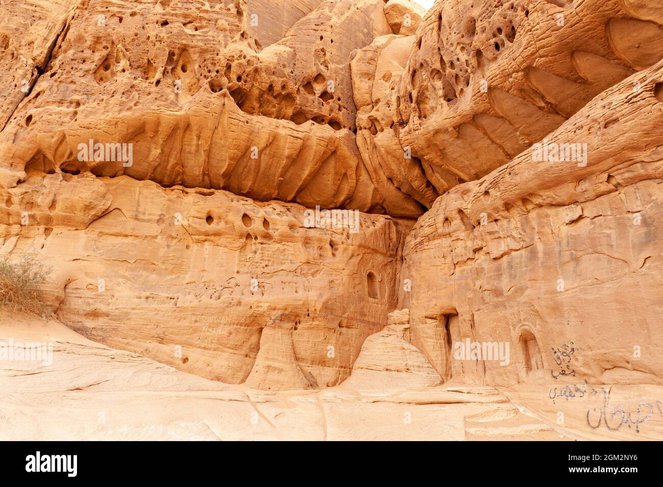 Sandstone rock formations of crazy shapes in the desert near Medina and ...