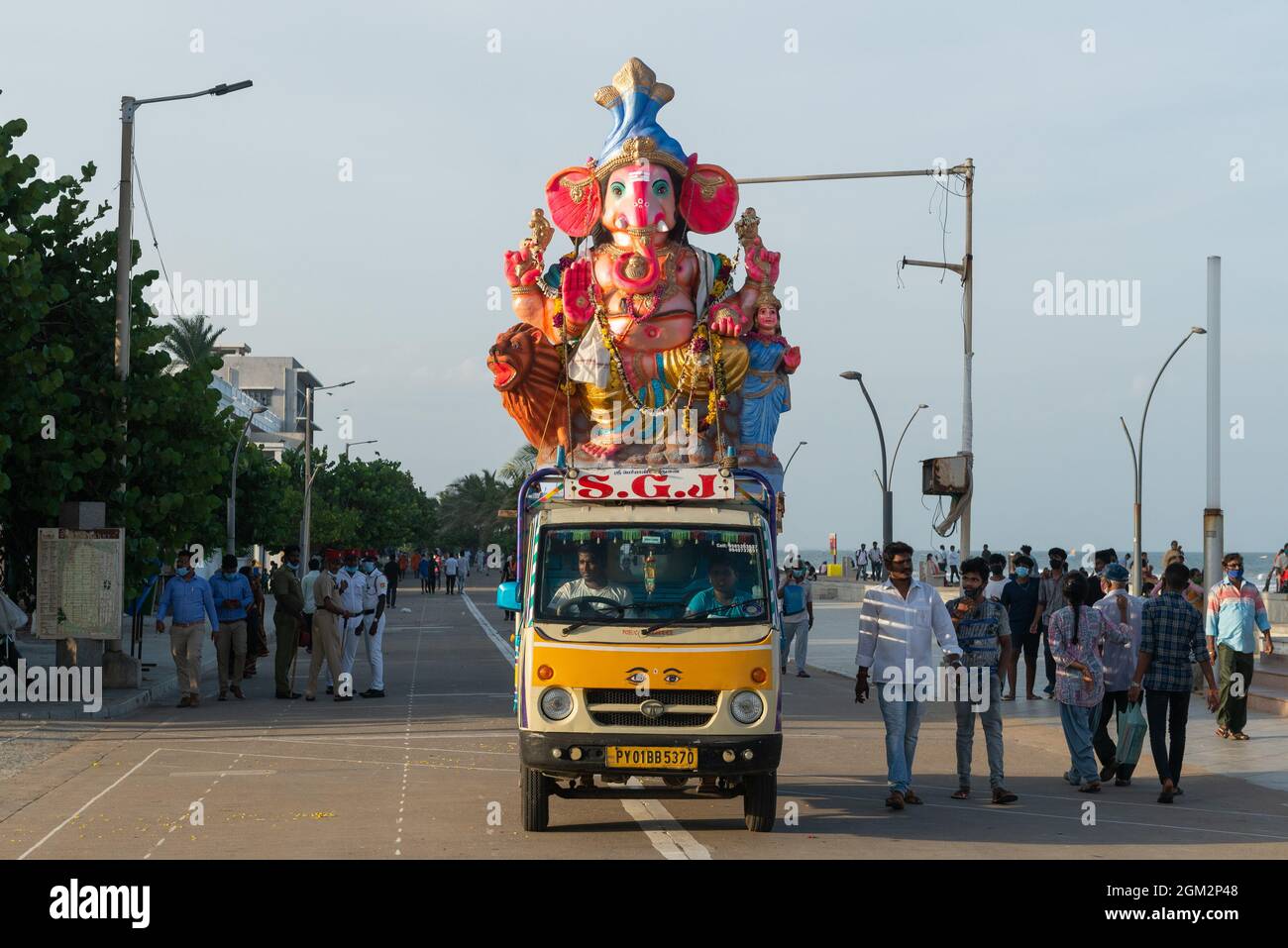Pondicherry,India - 14th September 2021 - Parade of the big statues of ...