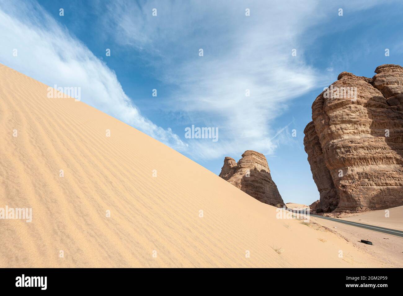 Sandstone rock formations of crazy shapes in the desert near Medina and ...