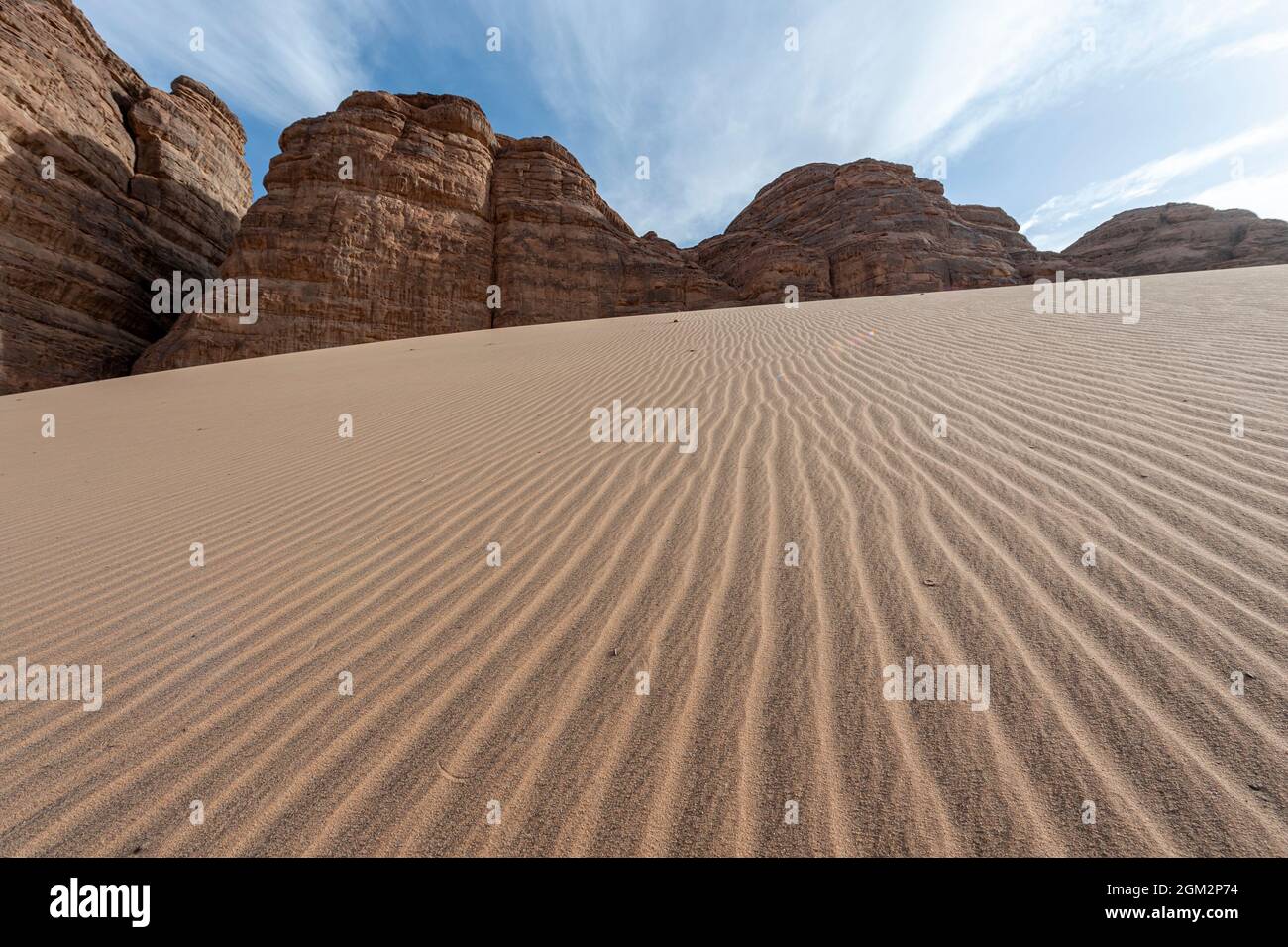 Sandstone rock formations of crazy shapes in the desert near Medina and ...