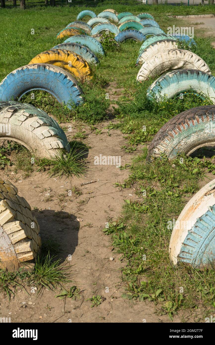 Obstacle course tires hi-res stock photography and images - Alamy