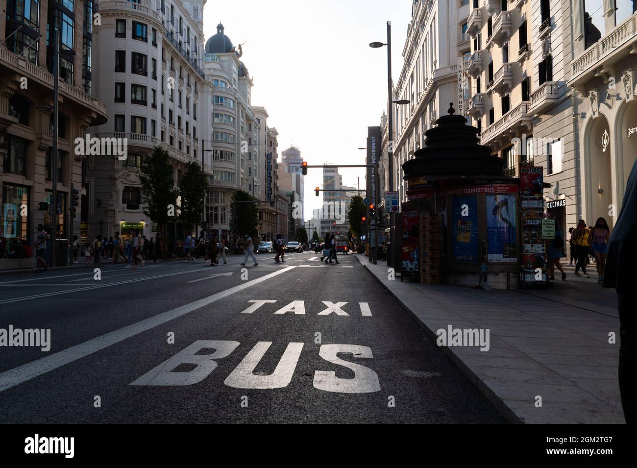 Madrid, Spain; 5th September: View of Gran Via street in the center of ...