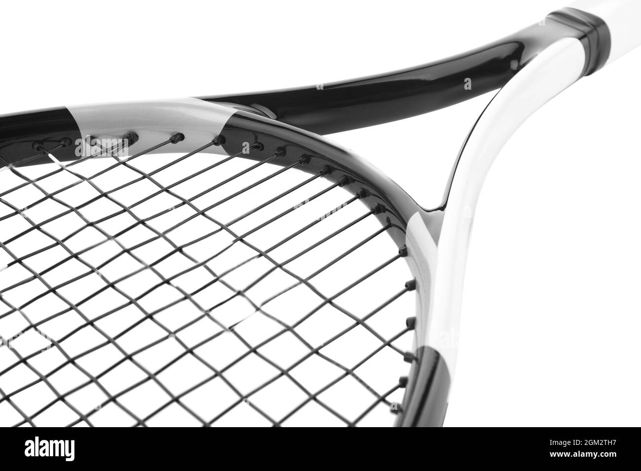 Tennis racket on white background, closeup Stock Photo - Alamy