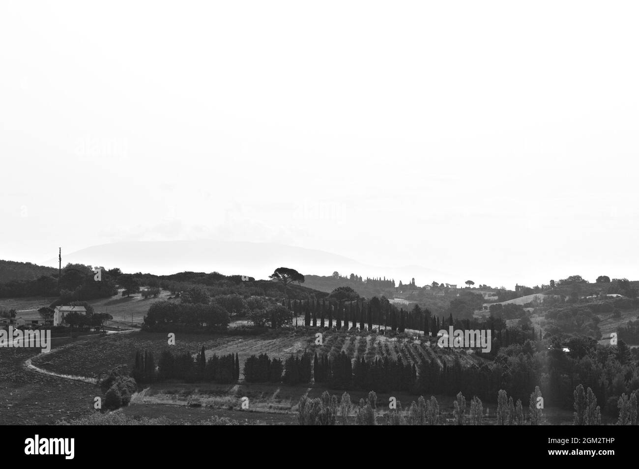 The view of a hilly landscape typical of the Tuscan countryside ...