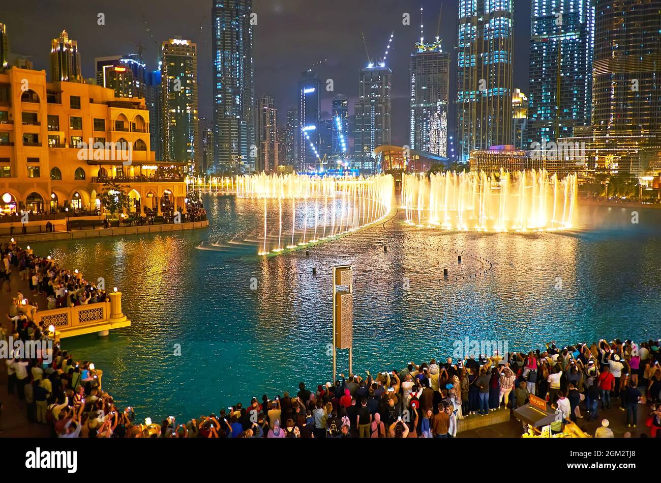 DUBAI, UAE - MARCH 7, 2020: Impressive Dubai Fountain on Burj Khalifa ...