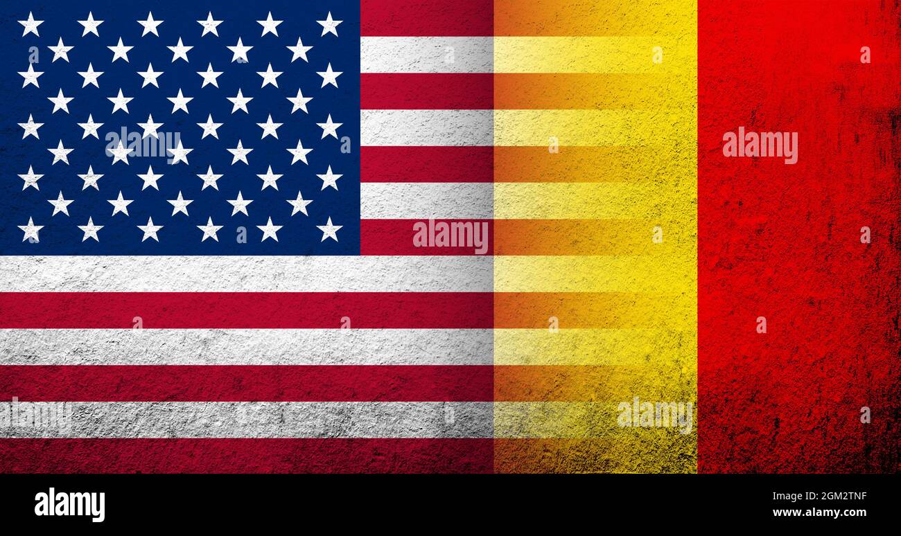 United States of America (USA) national flag with Kingdom of Belgium ...