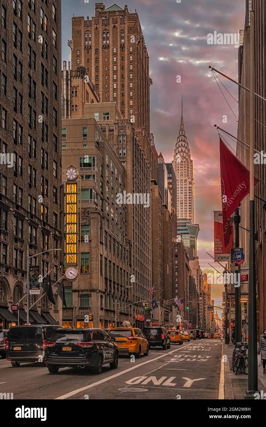 The Benjamin and The Chrysler -View to the illuminated marquee sign of ...
