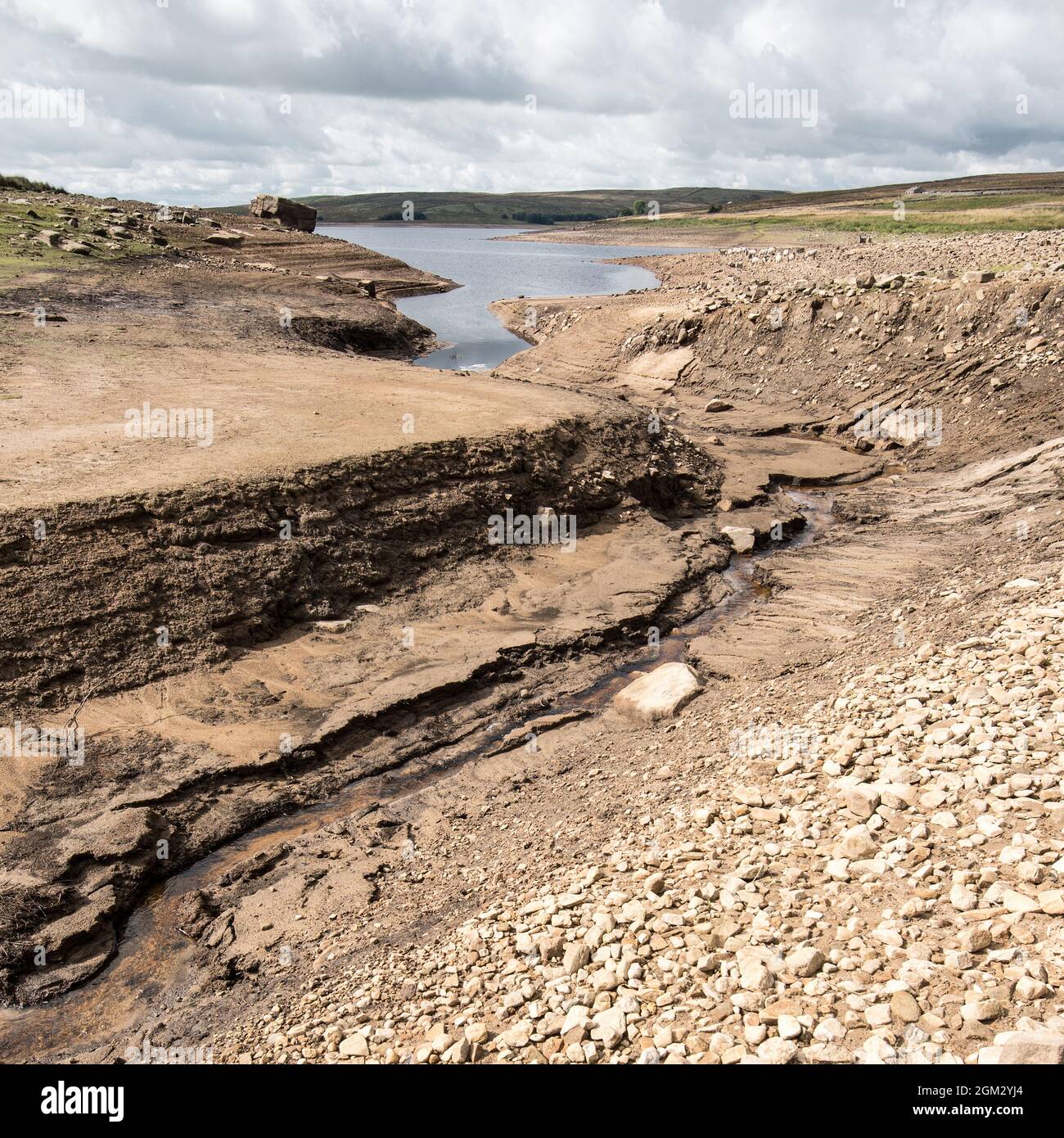 Water inlet point at Grimwith reservoir showing small flow into the ...