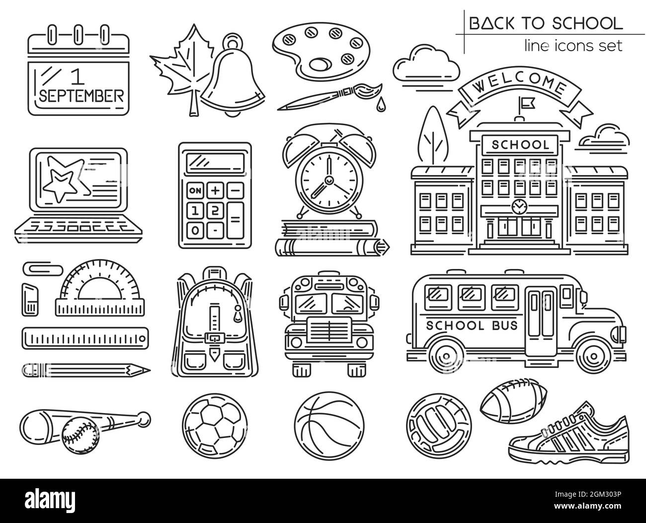 School and Education vector line icons collection Stock Vector Image ... School and Education vector line icons collection Stock Vector Image ...