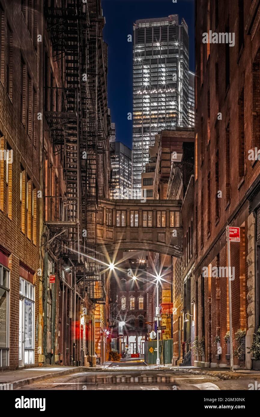 Tribeca's Skybridge NYC - Evening view during the blue hour to the ...