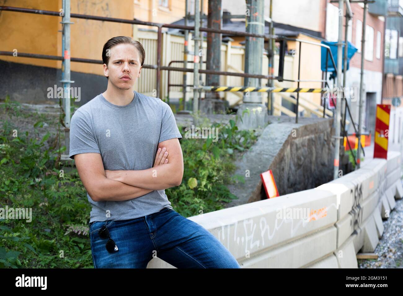 Swedish actor Valter Skarsgard (Swedish: Valter Skarsgård) photographed ...