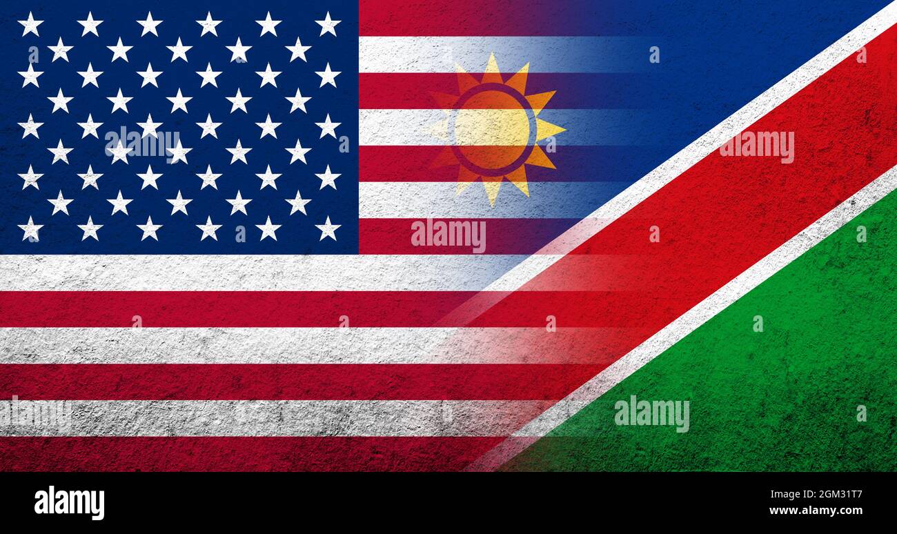 United States of America (USA) national flag with Namibia National flag ...