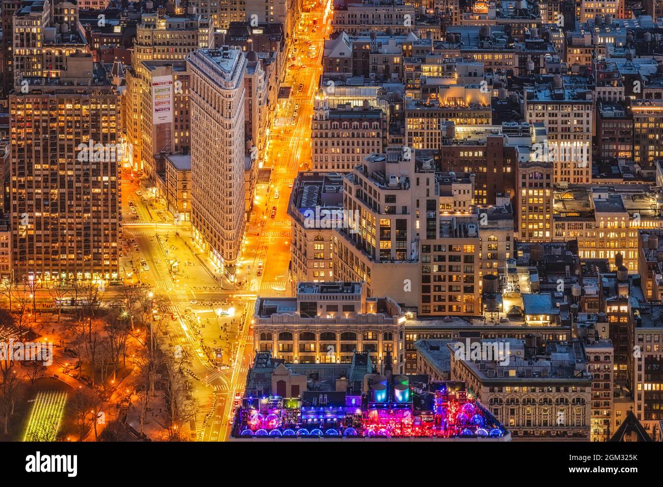 NYC Flatiron Building District- View from above of the triangular lower ...
