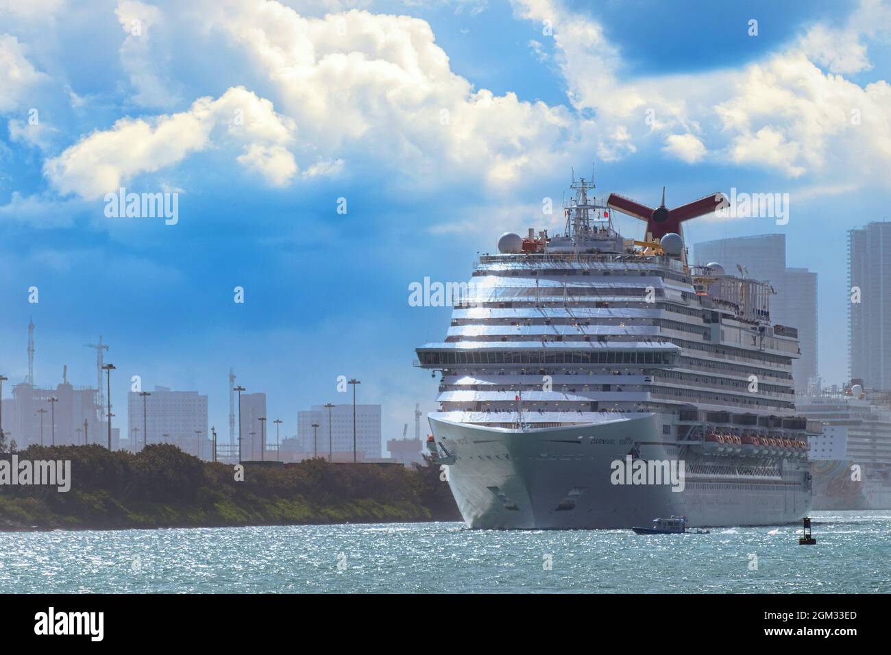 Cruise ship leaving the Miami port, USA Stock Photo - Alamy